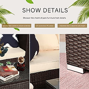 PAOLFOX 5 Piece Patio Furniture Sets,Patio Conversation Sets,Wicker Patio Furniture,Rattan Outdoor Furniture,Patio Sofa,Deck Furniture Brown/Beige