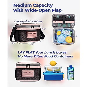 SUNNY BIRD Insulated Lunch Bag with Foldable and Leakproof Design, Thermally Insulated, Shoulder Strap for Women, Men and Teen (Pink 002)