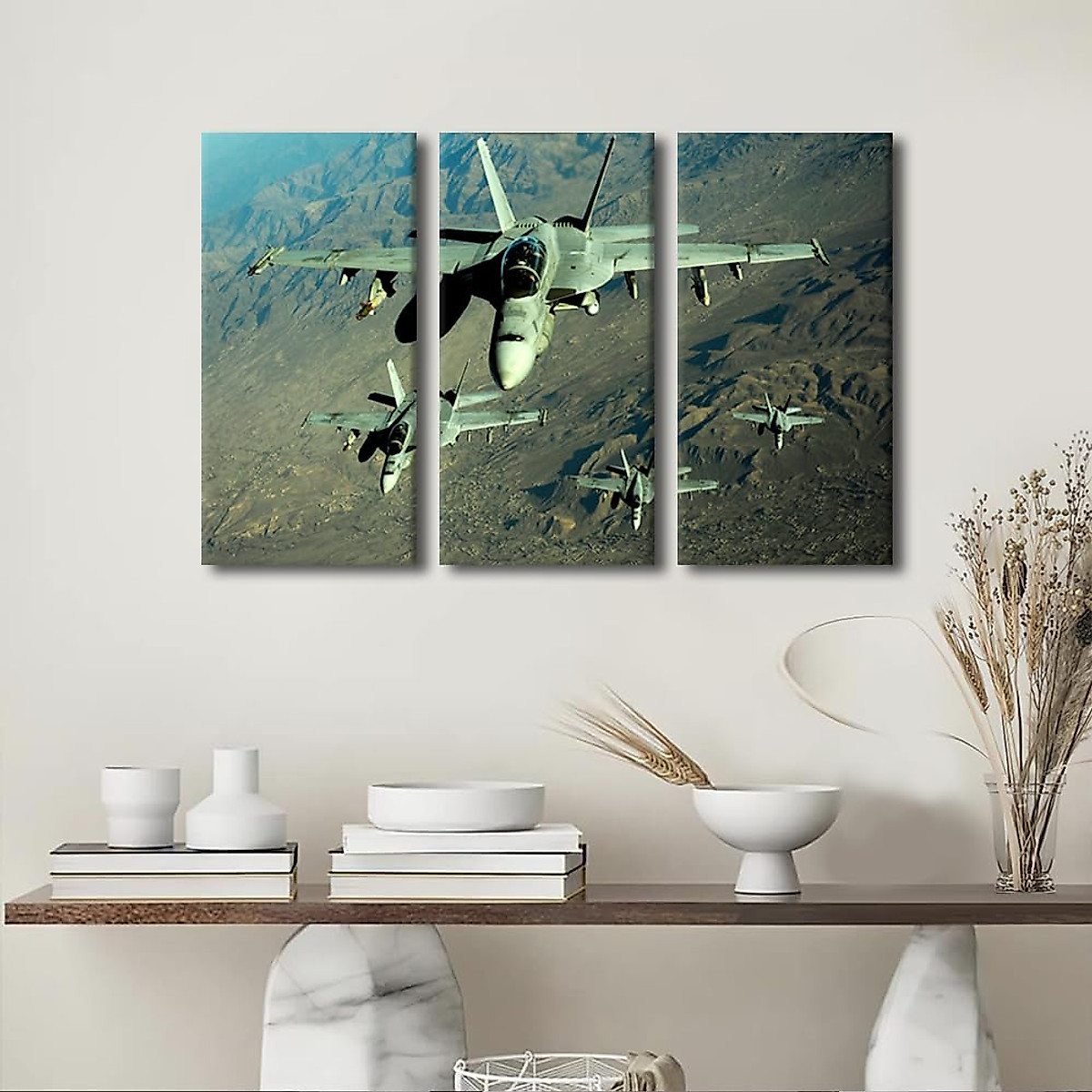 Airplane Wall Art F/A-18E/F Hornet Strike Fighter Aviation Art Prints Airplane Posters Plane Poster Jet Wall Art Airplane Poster Military Wall Art for Living Room Bedroom Decor Ready to Hang 24x36in