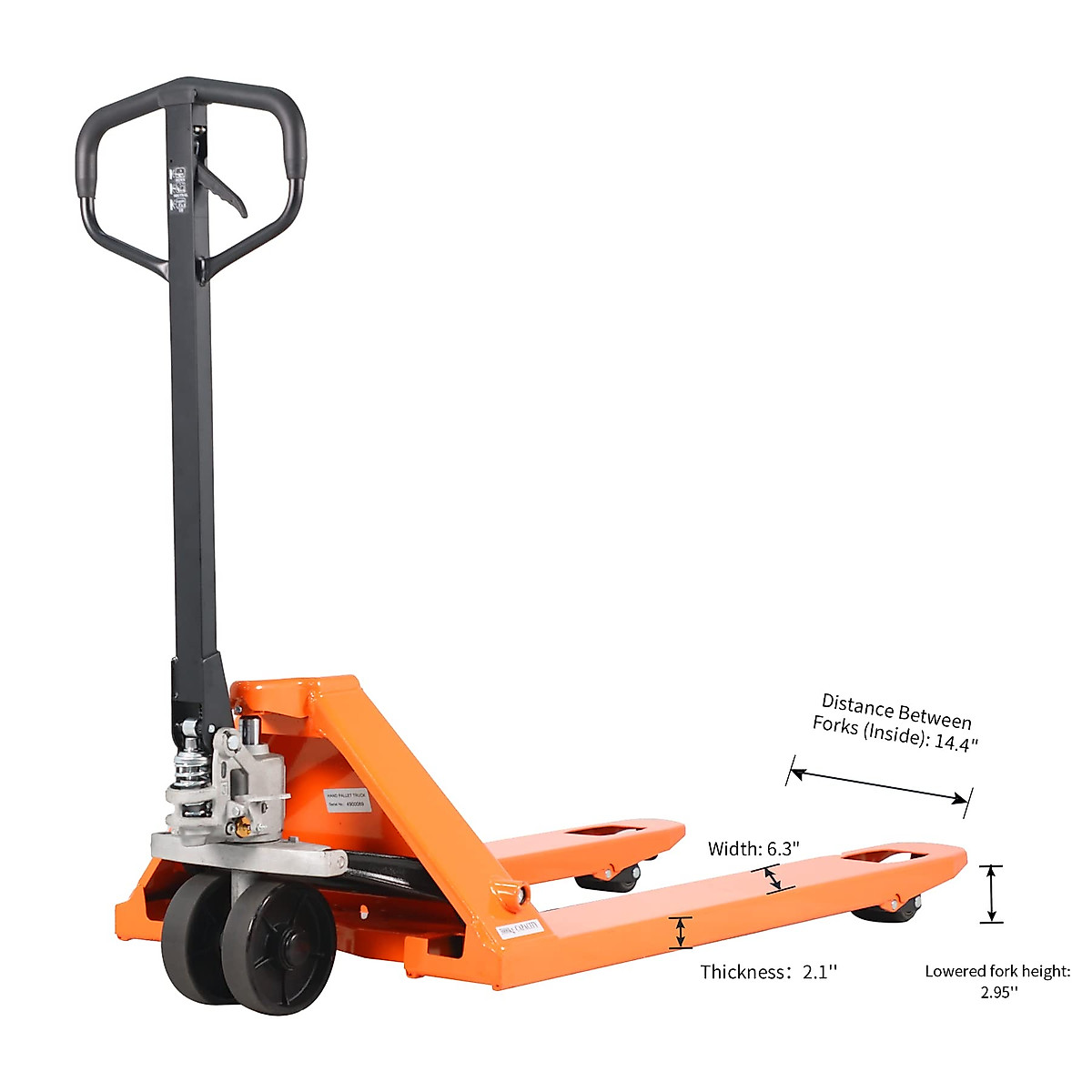 Tory Carrier Pallet Jack Hand Truck Manual Pallet Jacks 5500-Lb. Capacity, 27 x 48 Forks Standard Duty, Rubber Handle, PU Wheels