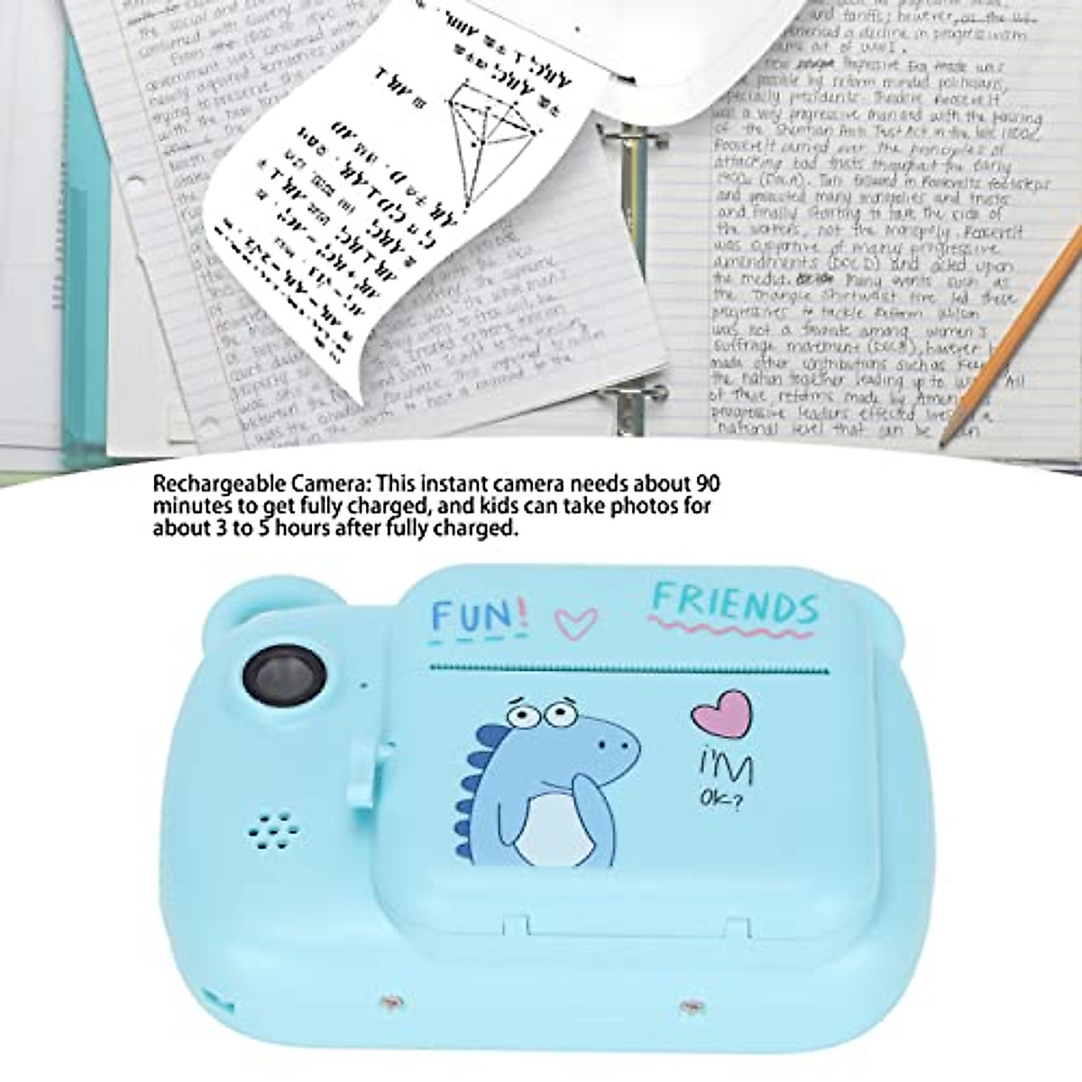 Vifemify Camera 32GB Balck and White 1080P HD Rechargeable 16 Frames Convenient Camara Instantanea for Home Travel