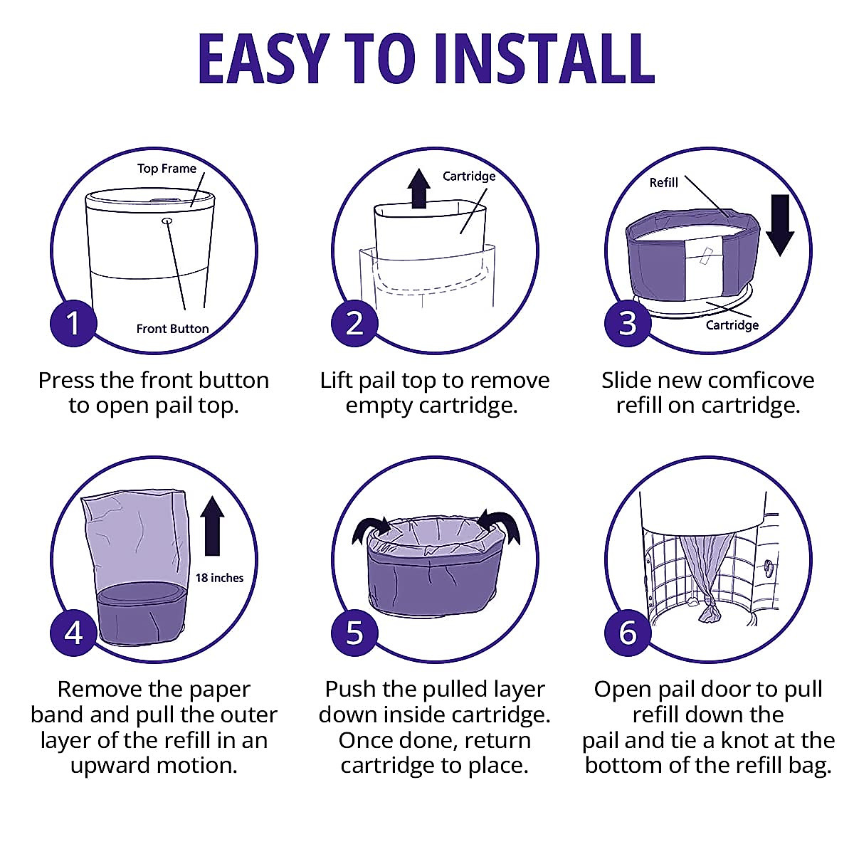 COMFICOVE Refills Compatible with DEKOR PLUS Diaper Pails | 4 Pack | Extra Thick Diaper Pail Refill Liners | Fresh Scent | Easy to Replace and Dispose of Diaper Bag | Odorless Baby Diapers Disposal