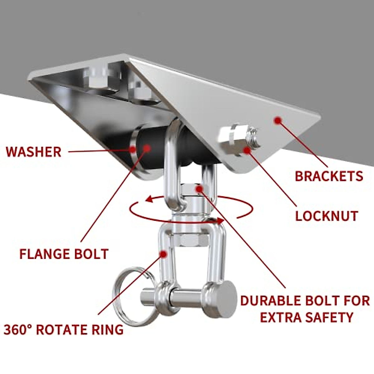 Heavy Bag Hanger, Punching Bag Hook Hangers Brackets With Custom silent nylon bushing 360° Rotation Wood Beam Holder Body Weight Strength Training Systems, Aerial Yoga Swing &Hammock,Resistance Band