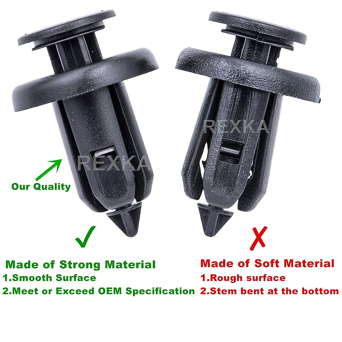 Rexka 40pcs Bumper Fender Grille Splash Shield Clips 91506-S9A-003 Stem Length 16 mm Compatible with Honda Acura Accord Civic CR-V Odyssey MDX RDX TSX TL ILX