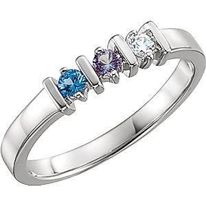 Family Mothers Ring 2 to 6 Birthstones 10k Yellow or White Gold