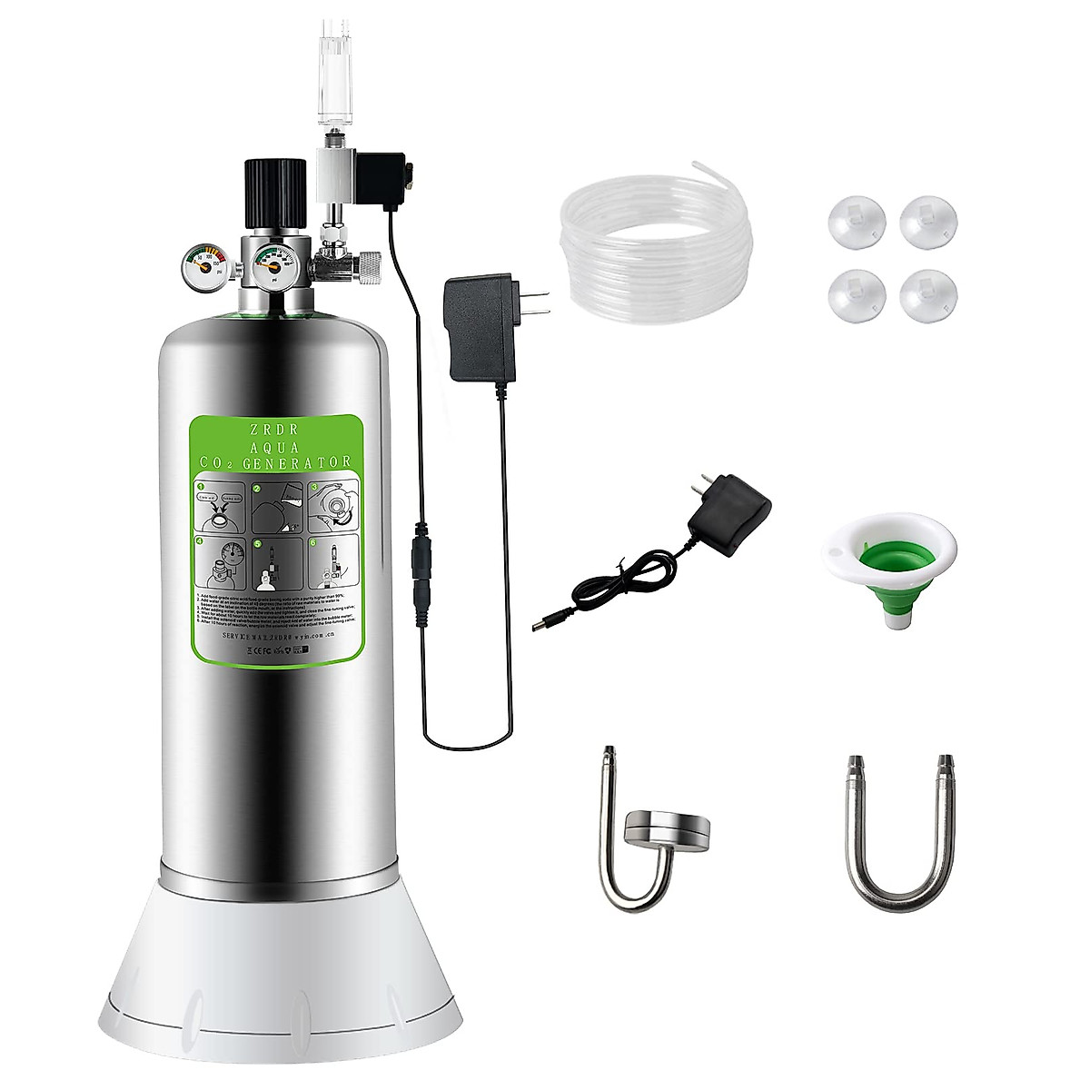 ZRDR 4L Co2 Generator System with Dual Gauge Display Pressure Gauge,DIY Co2 Generator System Kit, Automatic Pressure Relief Valve Bubble Counter for Plants Aquarium, Stable Output