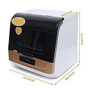 Countertop Dishwasher, Compact Countertop 360°Streak-Free Deep Cleaning Dishwasher Tableware Dishwashing Fruit Wash 4 Washing Programs Automatic Portable Dish Washing Machine
