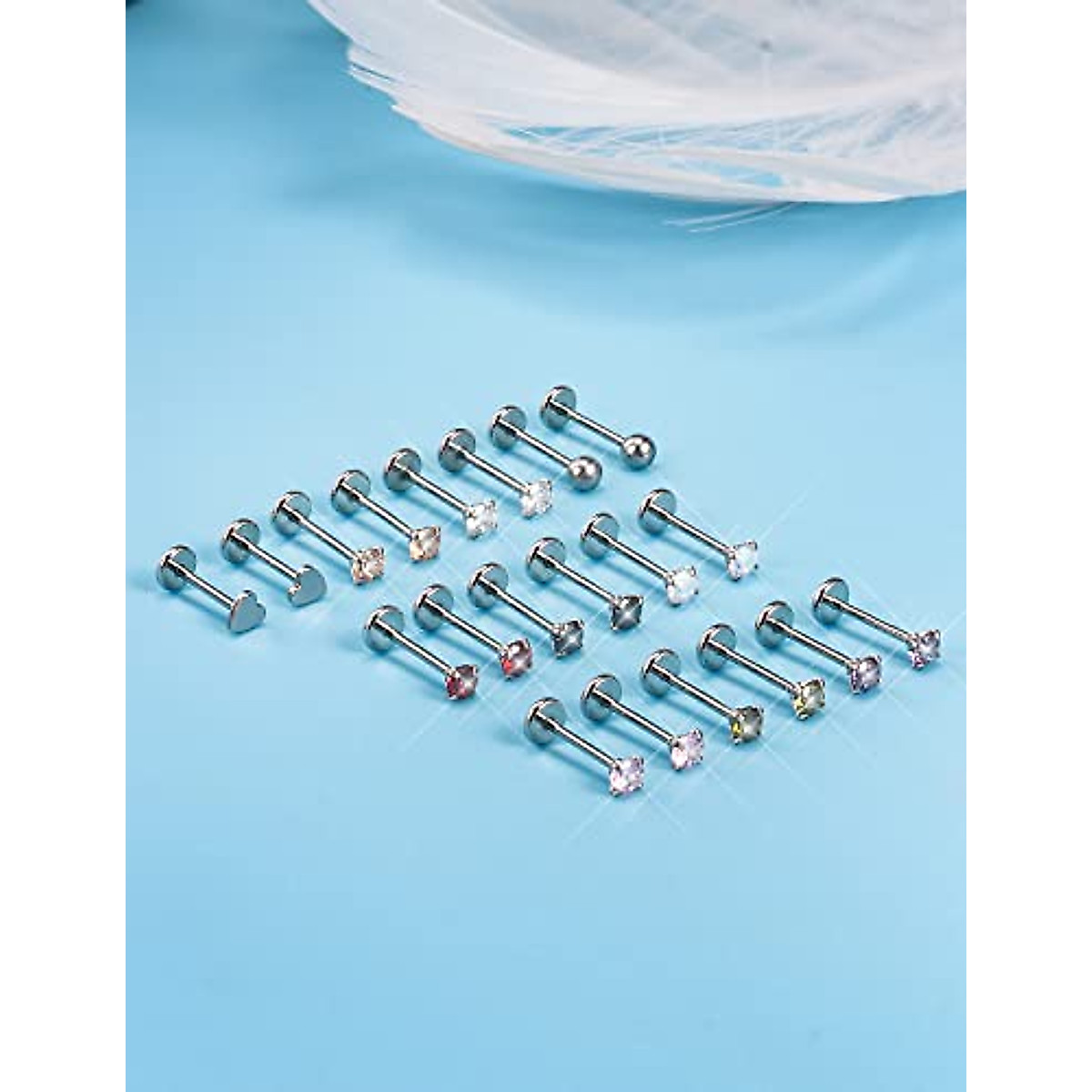 Ylqjksk 20G Nose Rings Stud Surgical Steel Threadless Push in Flat Back Stud Earrings Tragus Cartilage Earrings Lip Ring Medusa Piercing Jewelry for Women Men