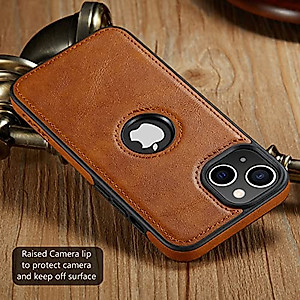 Casus Logo View Compatible with iPhone 14 Plus Case Slim Premium Vegan Leather Classic Luxury Elegant Thin Cover (2022) 6.7" (Brown)