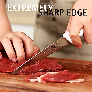 dimoedge 6 inch Professional Boning Knife, Super Sharp Deboning Knife with Ergonomic Handle(White)