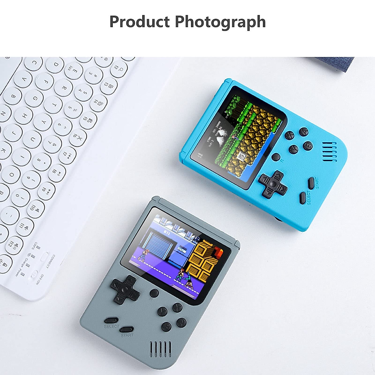 BEYOLO Retro Handheld Game Console，Portable Retro Game Console with 500 Classical FC Games，Support for Connecting TV & Two Players Portable Video GameToys Gifts for Kids Adults (Grey, 8cm2.5cm12cm)