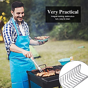 UPKOCH 3 pcs Hiking Rack Portable Smoker Garden Roasting Fish Barbeque Racks Stainless BBQ or Grid Travel Parties Grate Folding Foldable for Non Standing Stick Cookware Rib Picnic Silver