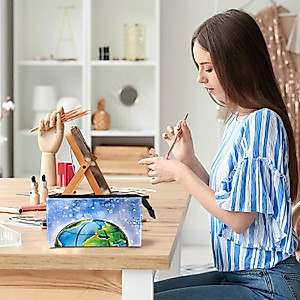 TBOUOBT Cosmetic Travel Bags, Makeup Case, Makeup Bag for Toiletries, Cartoon Universe Earth Hot Air Balloon