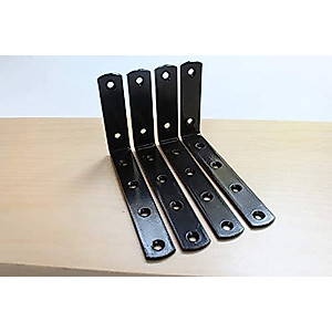 MHMYDZ 4 Pcs Black Steel Heavy Duty"L" Corner Brace Joint Angle Bracket Shelf Bracket Wall Hanging with Screws 125mmX75mm/5 InchX3 Inch Decorative Corner Brackets Joint Angle Bracket