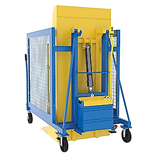 Vestil TCD-U-60-AC Universal AC Trash Can Dumper, Steel, 60-3/16" Maximum Height, 135 Degree Maximum Angle, 400 lb Uniform Capacity, Blue/Yellow