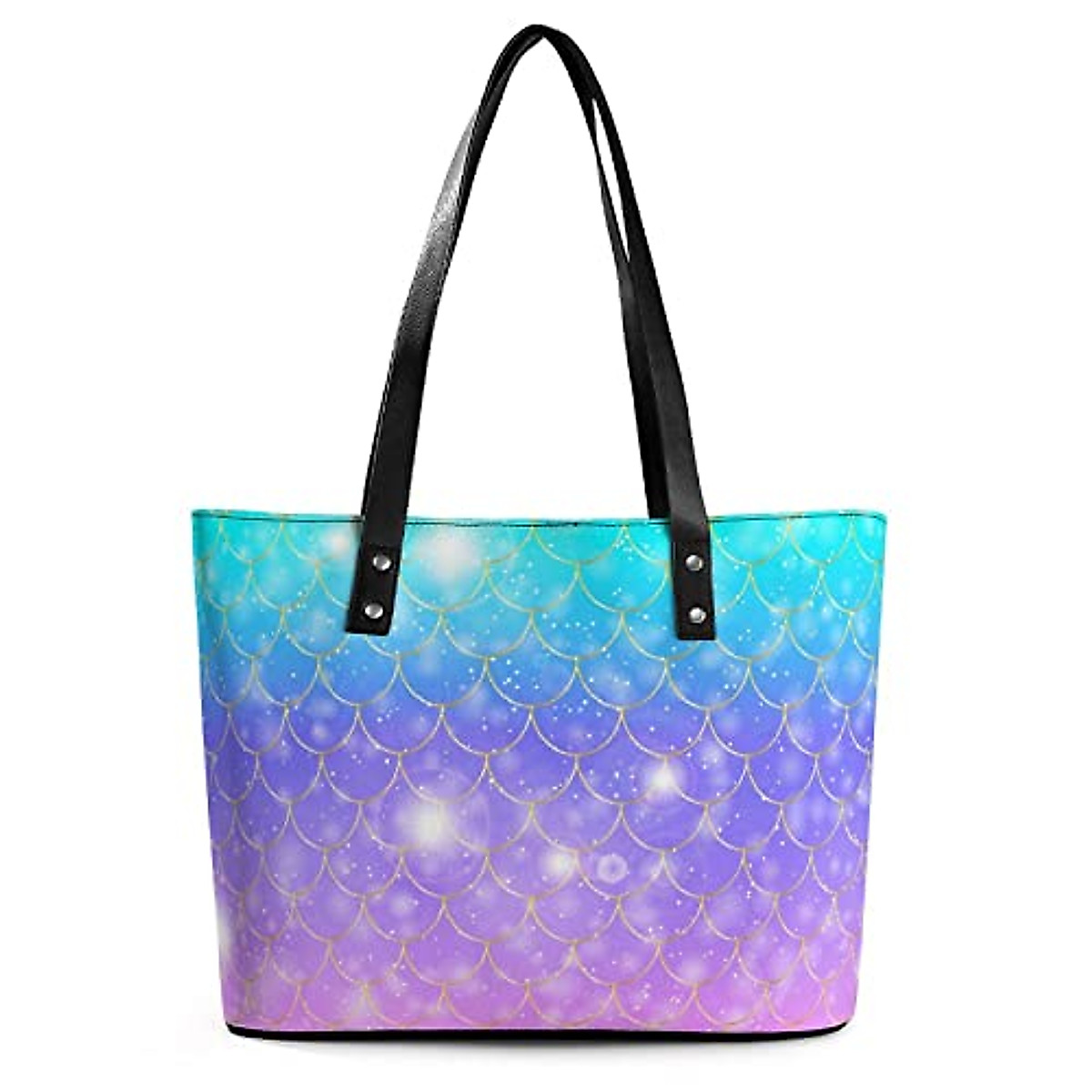 Womens Handbag Mermaid Fish Tail Leather Tote Bag Top Handle Satchel Bags For Lady