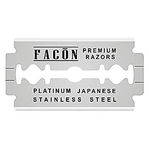50 Facón Platinum Japanese Stainless Steel Double Edge Razor Blades for Safety Razor - Close Smooth Shaving Experience - 200+ Shaves