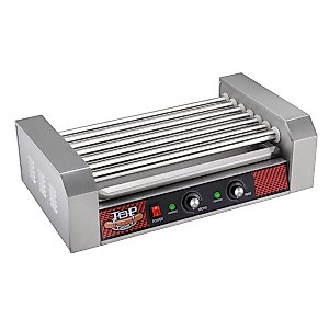 Hot Dog Roller Machine – Stainless-Steel Cooker with 7 Non-Stick Rollers – Cooks 18 Hot Dogs – Concession Stand Supplies by Great Northern Popcorn