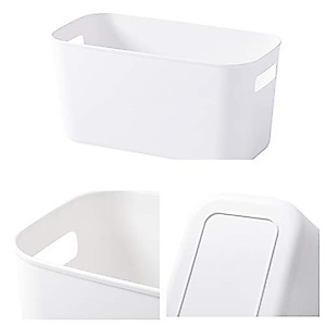 Yopay 4 Pack Plastic Storage Bin with Handle, White Bathroom Kitchen Organizer Bin for Organizing Hand Soaps, Body Wash, Shampoos, Lotion, Conditioners, Hand Towels, Cosmetic, Snacks, Seasoning