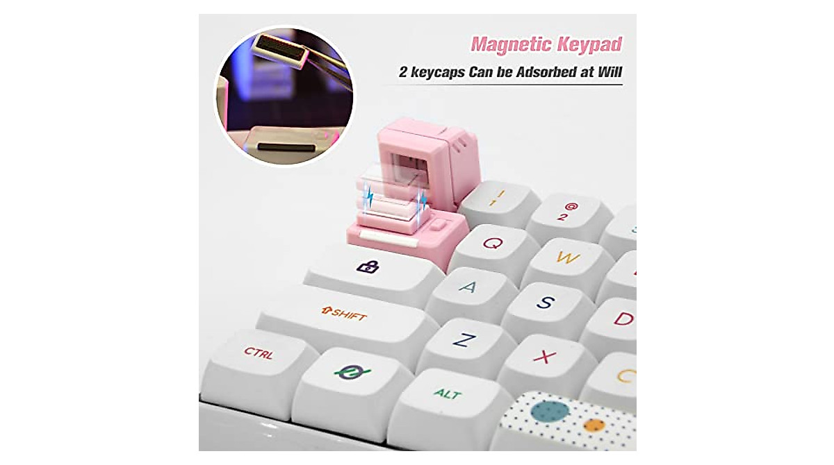 HELOIA Custom Pink Keycaps for ESC & Tab | Retro Backlit Style