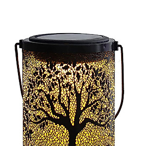 Ruiqas Solar Light Energy Saving Lamp Indoor Outdoor Hollow- Out Leaves Bucket Light Waterproof Lamp for Patio Garden Home Decoration