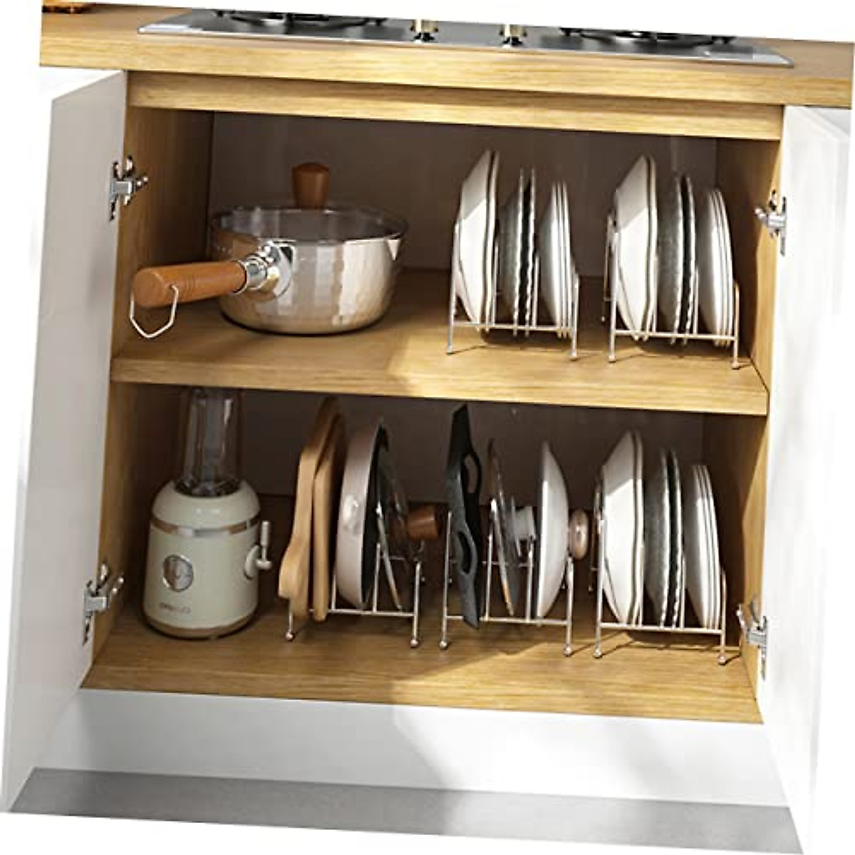 Alipis 3pcs Three Layer Pot Lid Rack Mug Organizer Tabletop Organizer Cutting Board Stand Chopping Board Pan Cover Organizer Plate Storage Pot and Lid Organizer Restaurant Pot Lid Holder