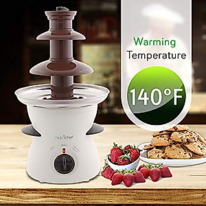 Nutrichef 3 Tier Fondue Fountain-Electric Stainless Choco Dipping Warmer Machine, Keep Warm-for Melted Chocolate, Candy, Butter, Cheese, Caramel, White, One Size