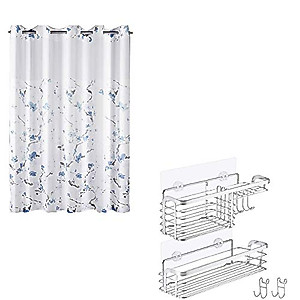 Lagute SnapHook Shower Curtain & 2-Pack Shower Caddy Bundle