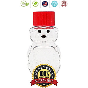 Clearview Containers | 2 Ounce Honey Bears with Screw Top Lid | Red, 24 Pack | Perfect for Holidays, Baby Shower Gifts, Beekeeping, Honey Dispensing