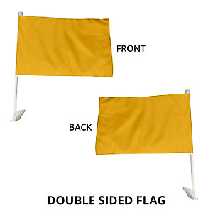 Solid Yellow Car Window Clip Flag Fade Resistant Vehicle for Patriotic, Sports Events, Parades - Premium - Double Side Printing (Pack of 100)