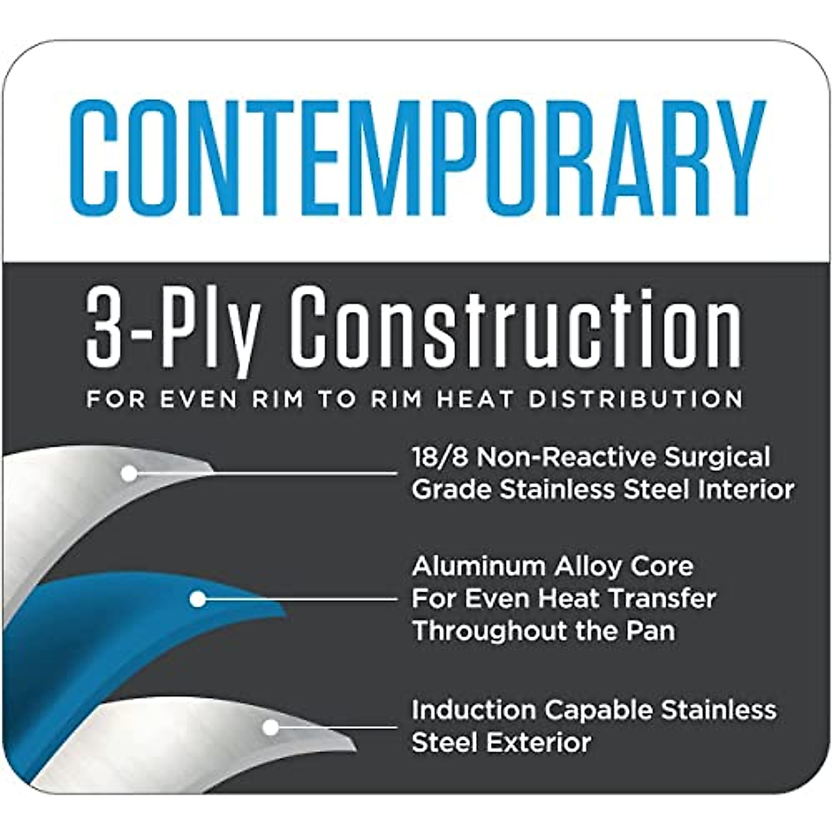 Viking Culinary Contemporary 3-Ply Stainless Steel Cookware Set, 10 Piece, Dishwasher, Oven Safe, Works on All Cooktops including Induction