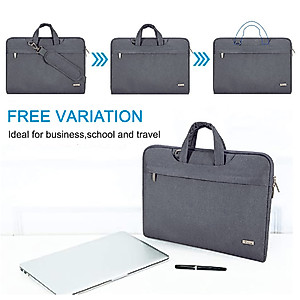 Voova Laptop Sleeve Shoulder Bag 13 13.3 14 Inch, Waterproof Carrying Case Compatible with Macbook Air 13 M1/M2, MacBook Pro 13/14, 13.5 Surface Laptop 3/4, Dell XPS 13, HP Chromebook 14,Grey