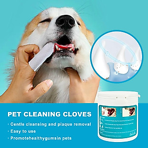 YUVEXAHOO PET Teeth Cleaning Wipes for Dogs & Cats, No-Rinse Finger Toothbrush, Reduces Plaque & Freshens Breath Teeth Care Wipes,Disposable pet Cleaning and Gum Care Wipes, 50 Count