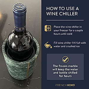 French KOKO Marble Wine Chillers, Wine Utensil, Table Top Wine Chiller Table Top Bucket Table Holder Wine Cart Accessories Vino Cooler Bottle Holder Green and Gold