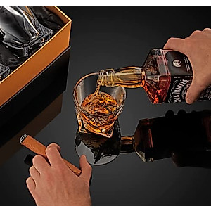 VENERO Crystal Whiskey Glasses, Set of 4 Rocks Glasses in Satin-Lined Gift Box - 10 oz Old Fashioned Lowball Bar Tumblers for Drinking Bourbon, Scotch Whisky, Cocktails, Cognac