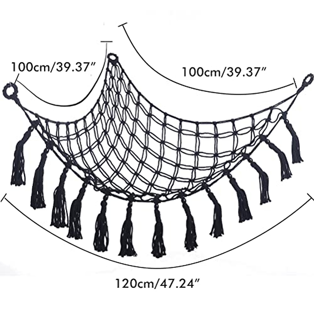 Enfudid Large Stuffed Animal Toy Hammock, 47 inch Toy Hammock Organizer for Stuffed Animal Display Corner Plush Toys Net Holder Boho Decor for Nursery Playroom Bedroom Kids Room Storage