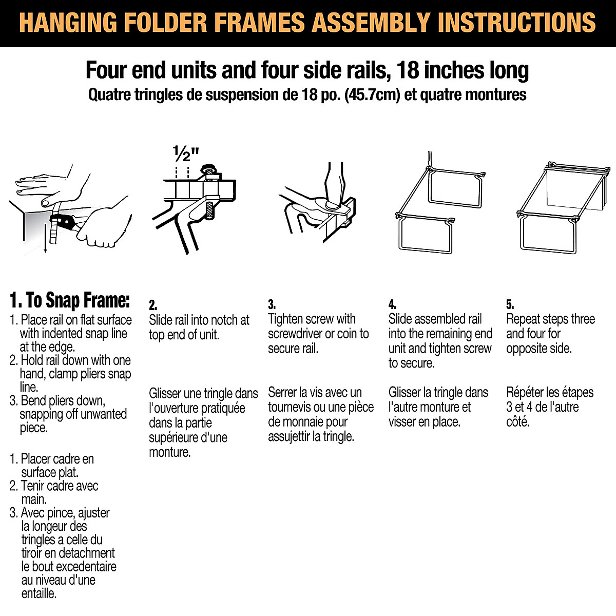 Officemate Hanging File Frames, Letter Size, Steel, 6 Pack (98620)