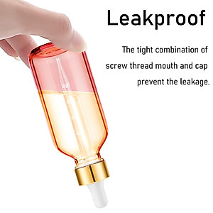 Bumobum Pink Dropper Bottles 4oz, Pink Glass Eye Dropper Bottle for Essential Oils Hair Oils with Labels and Funnels, 12 Pack Tincture Bottles with Golden Top (Plastic Dropper with Measurements)