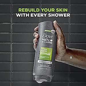 Dove Men+Care Body Wash for Men's Skin Care Extra Fresh Effectively Washes Away Bacteria While Nourishing Your Skin, 18 Ounce (Pack of 4)
