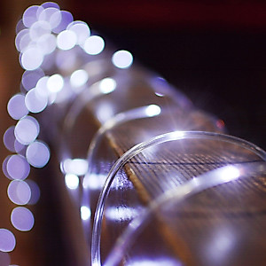 Lalapao Rope Lights 2 Pack Solar Powered Xmas String Lights 120 LED Christmas Fairy Decor Lighting with 8 Modes for Outdoor Indoor Tree Garden Patio Lawn Holiday Bedroom Wedding Waterproof (White)