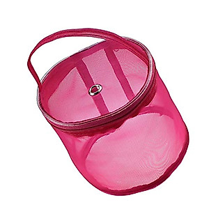 TOPBATHY Crochet Tote Bag Yarn Storage Bag Nylon Mesh Tote Bag with Handle Rosy