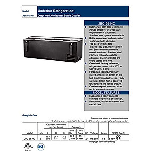 Horizontal Bottle Cooler Deep Well 95" Width NSF Certified Commercial beer bottle Refrigerator Black 33°-38°F Top-Loading