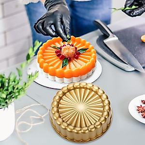 Goaste 9.5 Inch Charlotte Cake Pan, Reusable Mold Fluted Cake Pan, Nonstick Aluminium Cake Mold with Flower Shape for Cheese Cake, Chocolate Cake, Strawberry Shortcake, Brownie Tart Pie