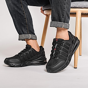 LARNMERN Non Slip Work Shoes for Men Fashion Walking Sneakers Kitchen Chef Slip Resistant Shoe Waterproof Food Service Casual Working Footwear Air Cushion, Black 10.5