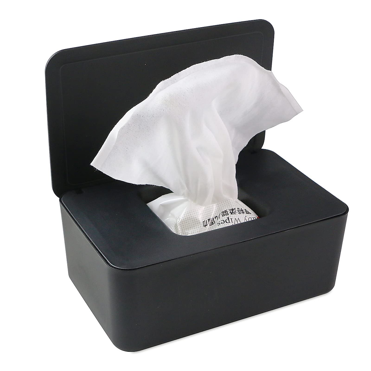 CZWESTC Diaper Wipes Dispenser, Baby Wipe Holder Case, Wipe Container with Sealing Lid Design, Keeps Diaper Wipes Fresh (Black)