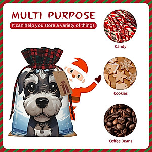 Adorable Schnauzer Print Christmas Gift Bag Burlap Reusable Drawstring Bags Xmas Favor Sack Gift Wrapping Bags For Holiday Wedding Christmas New Year'S Day