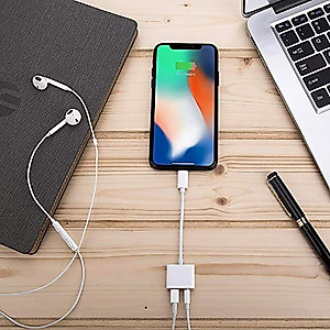 [Apple MFi Certified] Headphone Adapter for iPhone, 2 Pack 2 in 1 Lightning to 3.5mm AUX Audio + Charger Splitter Compatible with iPhone 14/13/12/11/XS/XR/iPad,Support Call+Music Control