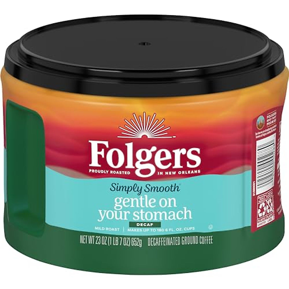 Folgers Simply Smooth Decaf Mild Roast Ground Coffee, 23 Ounces (Pack of 6)