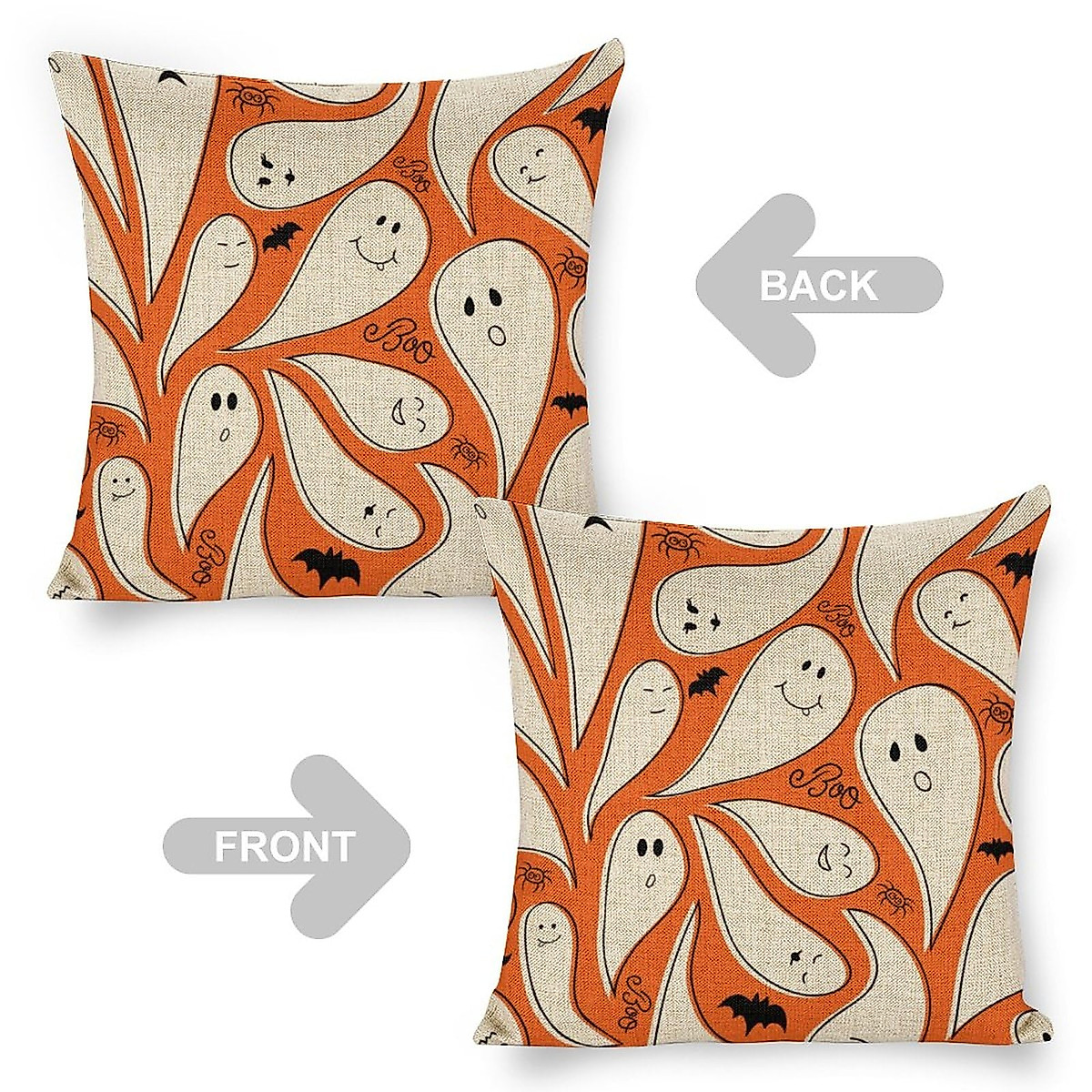 Cute Ghosts Pillow Covers 18x18 Halloween Background Pillowcase Set of 2 Linen Throw Pillow Covers Decorative Square Pillow Cases Standard Size for Home Couch Sofa Bed Pillow Protector