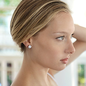 Mariell 3 Carat Cubic Zirconia Crystal Clip-On Stud Earrings for Non-Pierced Ears, Jewelry Gift for Women